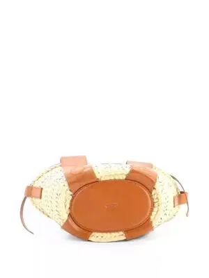 Chloé Sense Basket Tote Raffia With Leather Small Shoulder Bag