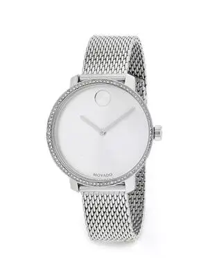 Movado Bold Crystal-embellished 34mm Watch - White