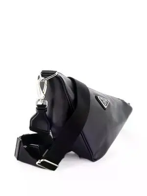Prada Triangle Logo Zip Soft Leather Small Crossbody Bag