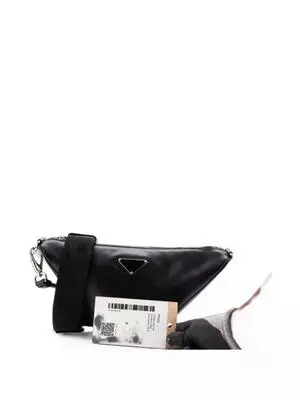 Prada Triangle Logo Zip Soft Leather Small Crossbody Bag