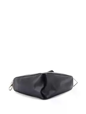 Prada Triangle Logo Zip Soft Leather Small Crossbody Bag - Black