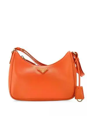 Prada Re-edition Hobo Saffiano Leather Mini Shoulder Bag - Orange