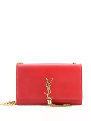Saint Laurent Classic Monogram Tassel Leather Medium Crossbody Bag - Red