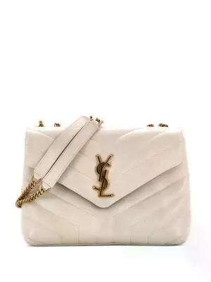 Saint Laurent Small Loulou Matelasse Chevron Leather Shoulder Bag - White