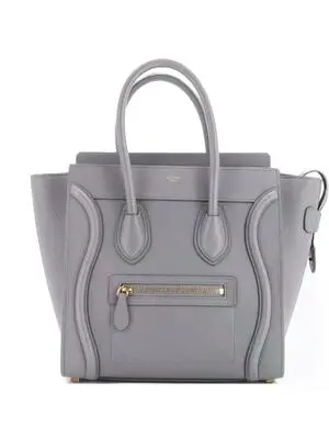Celine Luggage Bag Grainy Leather Micro Tote Bag - Grey