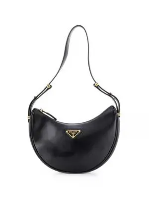Prada Arque Half Moon Leather Small Hobo Bag - Black