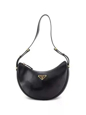 Prada Arqué Half Moon Leather Small Hobo Bag - Black