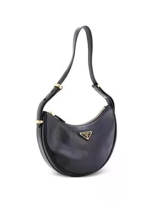 Prada Arqué Half Moon Leather Small Hobo Bag - Black