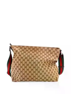 Gucci Front Pocket Web Messenger Gg Canvas Medium Crossbody Bag