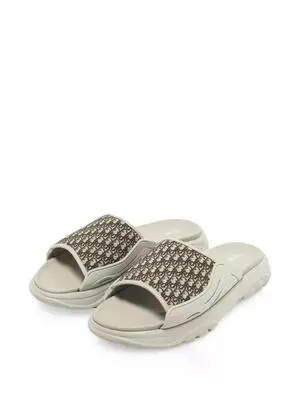 Dior Oblique Motif Slide Sandals - Grey