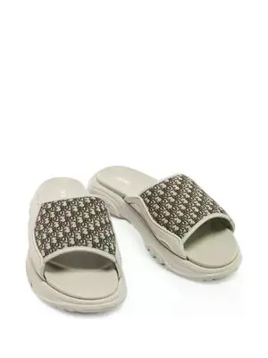 Dior Oblique Motif Slide Sandals - Grey