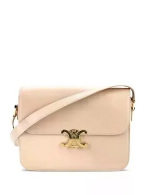 Celine Celine Triomphe Shoulder Bag In Smooth Calfskin Neutrals