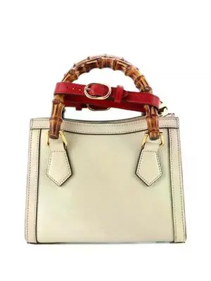 Gucci Diana Nm Bamboo Handle Tote Leather Mini Crossbody Bag - White