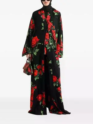 Dolce & Gabbana Rose-print Vanity Silk Trousers - Black