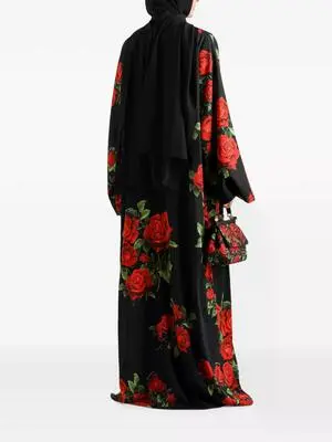 Dolce & Gabbana Rose-print Vanity Silk Trousers - Black