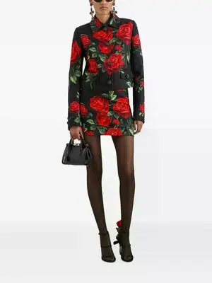 Dolce & Gabbana Rose-print Brocade Jacket With Jewel Buttons