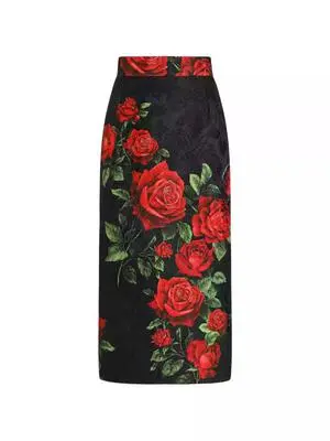 Dolce & Gabbana Rose-print Brocade Skirt