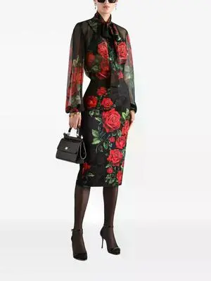 Dolce & Gabbana Rose-print Brocade Skirt