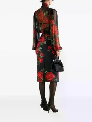 Dolce & Gabbana Rose-print Brocade Skirt