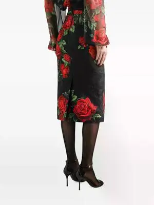 Dolce & Gabbana Rose-print Brocade Skirt