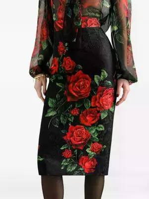 Dolce & Gabbana Rose-print Brocade Skirt