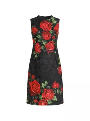 Dolce & Gabbana Sleeveless Rose-print Brocade Mini Dress