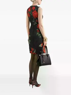 Dolce & Gabbana Sleeveless Rose-print Brocade Mini Dress