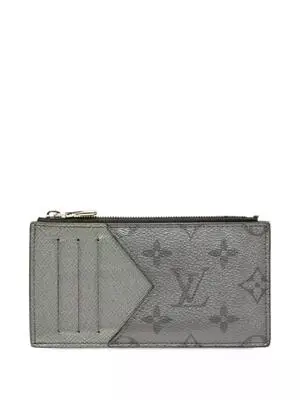LOUIS VUITTON 2021-2026 Monogram Eclipse Reverse Taigarama Coin Card Holder - Black