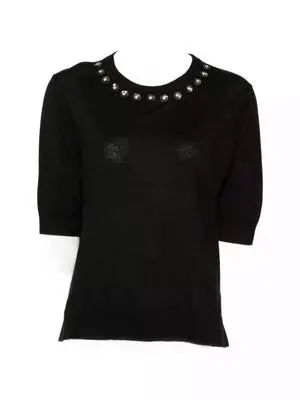 Dice Kayek Sequin-embellished Wool Top - Black
