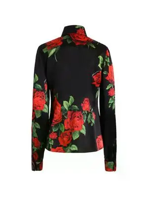 Dolce & Gabbana Rose-print Satin Shirt