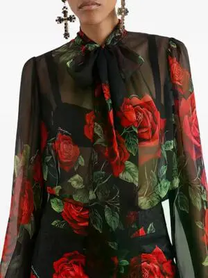 Dolce & Gabbana Rose-print Chiffon Blouse