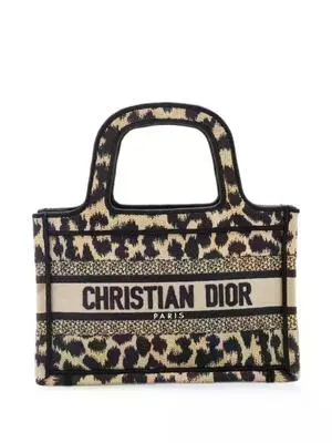Dior Book Mizza Embroidered Canvas Mini Tote Bag - Brown