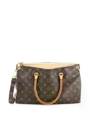 LOUIS VUITTON Pallas Tote Monogram Canvas With Leather Shoulder Bag - Neutrals