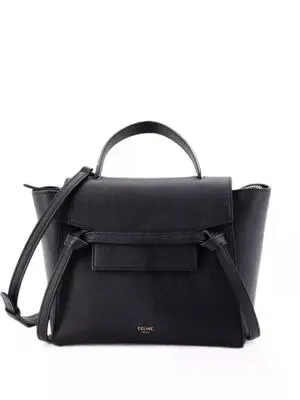 Celine Belt Bag Textured Leather Nano Shoulder Bag - Black