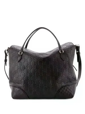 Gucci Bree Convertible Top Handle Bag Guccissima Leather Medium Tote Bag - Brown