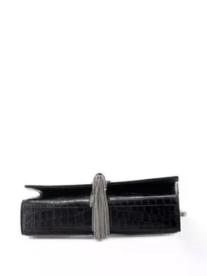 Saint Laurent Classic Monogram Tassel Crocodile Embossed Leather Medium Crossbody Bag