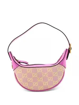 Gucci Ophidia Half Moon Bag Gg Canvas With Leather Mini Hobo Bag - Pink