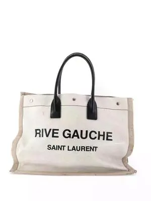 Saint Laurent Rive Gauche Canvas Large Tote Bag - Neutrals