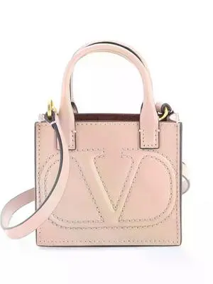 Valentino Garavani Vlogo Signature Pouch Tote Leather Mini Crossbody Bag - Neutrals