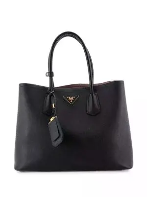 Prada Cuir Double Saffiano Leather Medium Tote Bag - Black