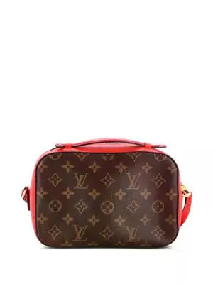LOUIS VUITTON Monogram Canvas Saintonge Handbag With Leather Crossbody Strap - Red