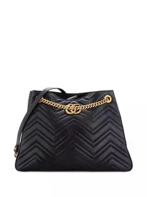 Gucci Gg Marmont Chain Matelasse Leather Shoulder Bag - Black