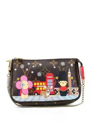 LOUIS VUITTON Pochette Accessoires Limited Edition Vivienne Xmas Monogram Canvas Mini Clutch Bag - Brown