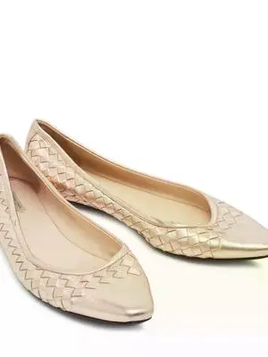Bottega Veneta Rose Metallic Intrecciato Ballet Flats - Gold