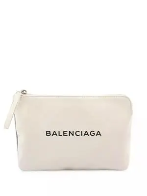 Balenciaga 2018-2026 Leather Everyday Pouch M Clutch Bag - White