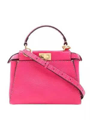Fendi 2000-2010 Mini Leather Selleria Peekaboo Iconic Satchel - Pink