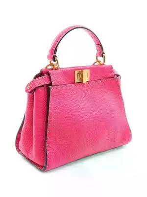 Fendi 2000-2010 Mini Leather Selleria Peekaboo Iconic Satchel