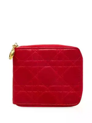Dior 2000-2010 Lambskin Cannage Lady Zip Around Compact Wallet Small Wallets