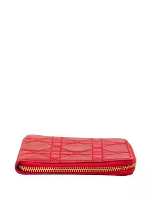 Dior 2000-2010 Lambskin Cannage Lady Zip Around Compact Wallet Small Wallets
