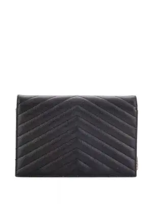 Saint Laurent Classic Monogram Wallet On Chain Matelasse Chevron Leather Small Crossbody Bag